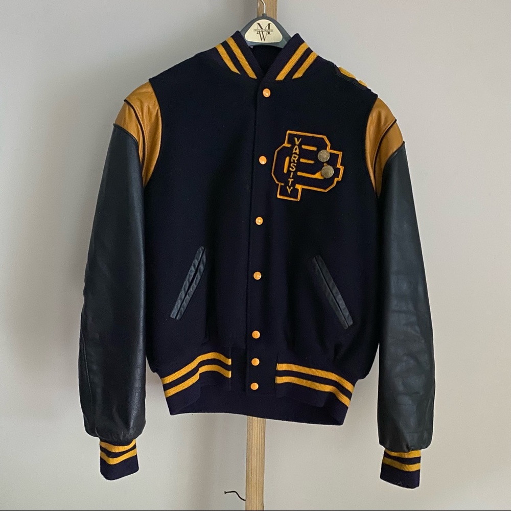 Authentic Varsity Jacket Vintage Letterman Leather Wo… - Gem